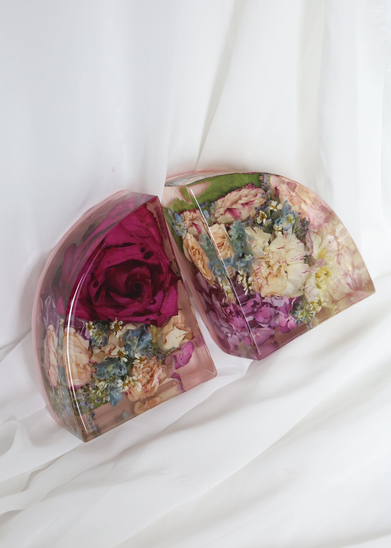 Set of Resin Display book ends - Floral Preservation Brisbane